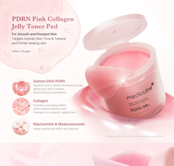 Medicube PDRN Pink Collagen Toning Gel Toner Pad